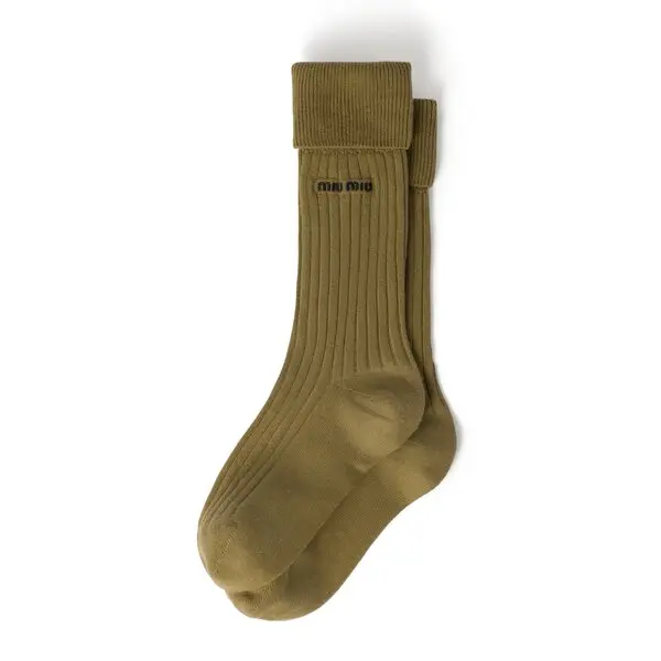 Miu Miu Ribbed Knit Socks - Kiwi Green