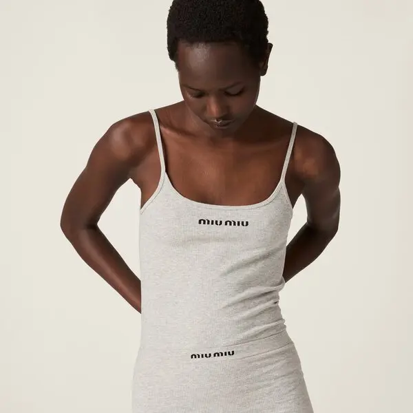 Miu Miu Seamless MéLange Top - Grey | Editorialist