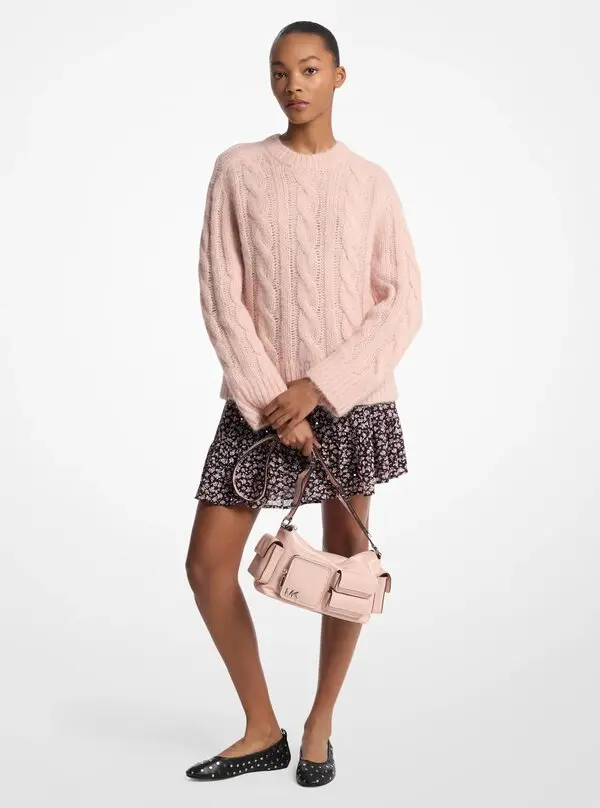 Michael Kors Studded Floral Print Georgette Mini Skirt