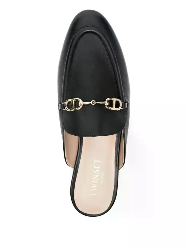 TWINSET Oval T Leather Slippers