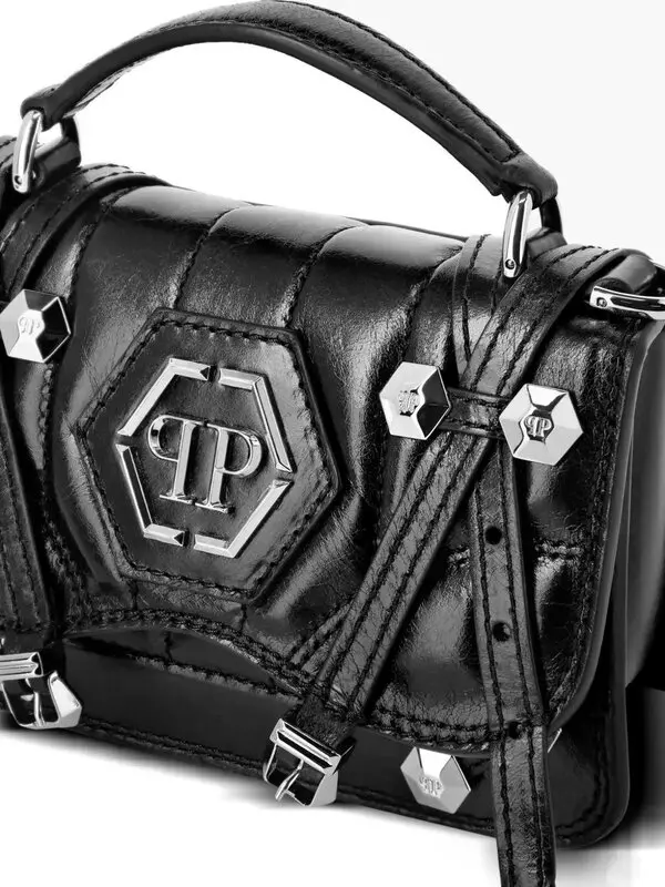 Philipp Plein Small Hexagon Leather Tote Bag - Black