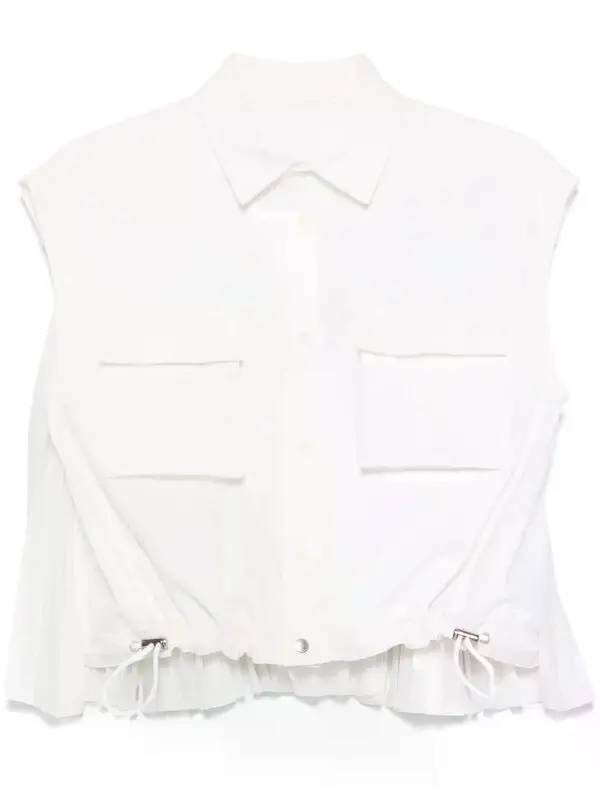 Sacai Pleat-detailing Sleeveless Top - White