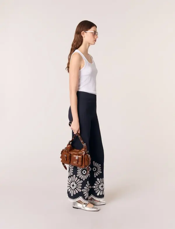 Maje Cotton Trousers With Crochet Detail