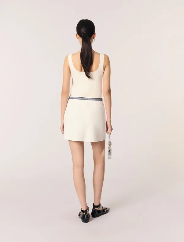 Maje Cotton Short Skirt With Braided Trim