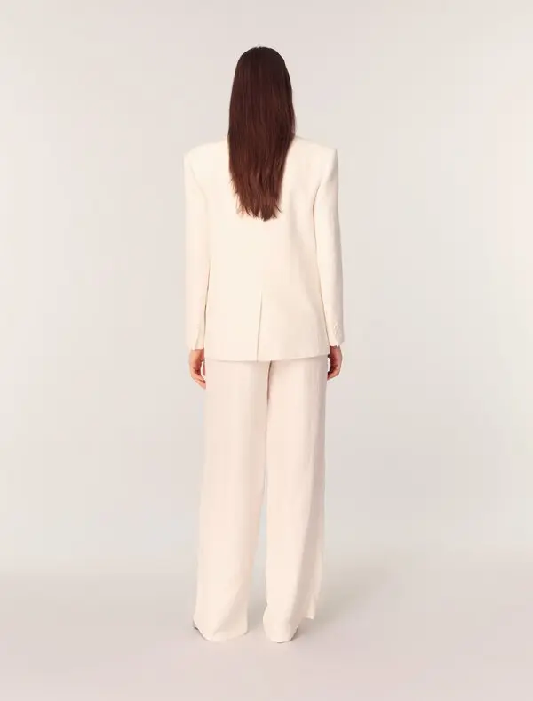 Maje Viscose Suit Jacket - Ecru