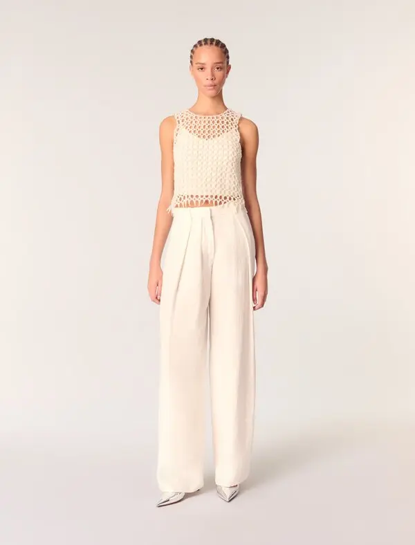 Maje Wide-leg Suit Trousers With Pleated Front