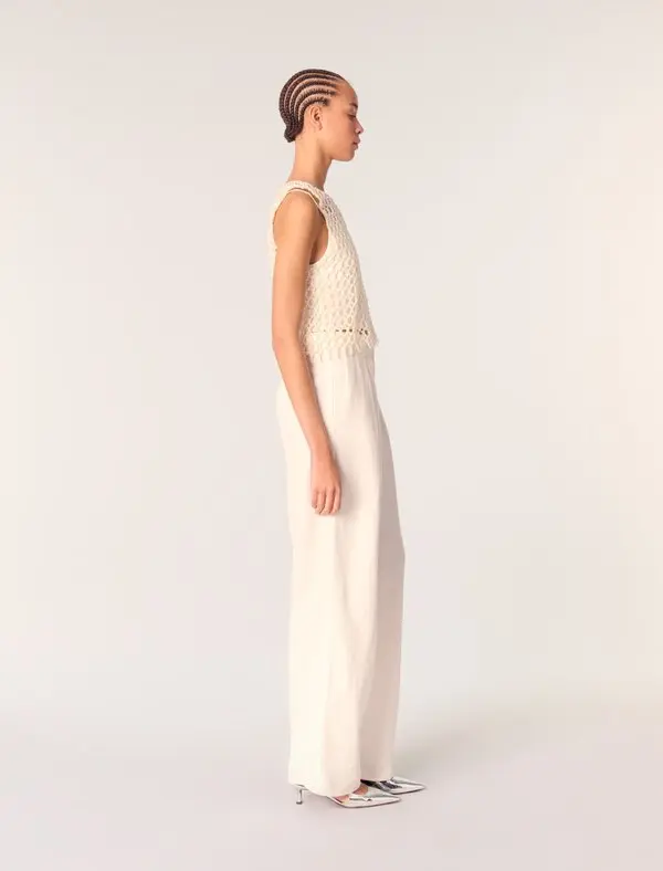 Maje Wide-leg Suit Trousers With Pleated Front