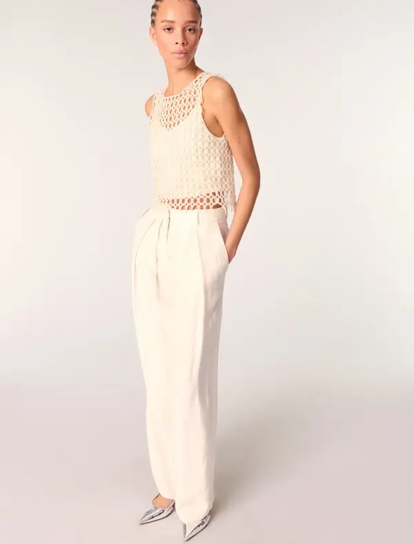 Maje Wide-leg Suit Trousers With Pleated Front
