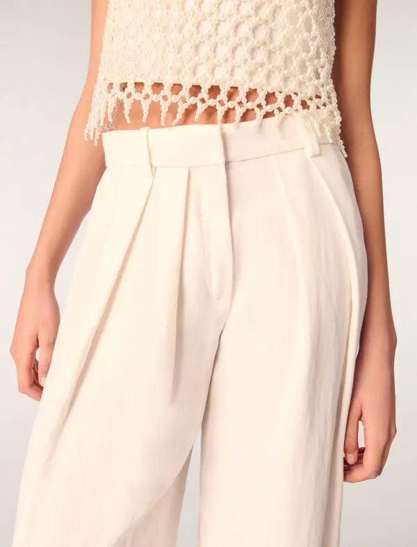 Maje Wide-leg Suit Trousers With Pleated Front