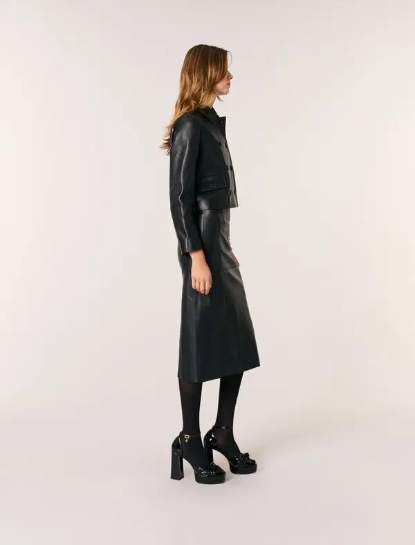 Maje Cropped Leather Jacket