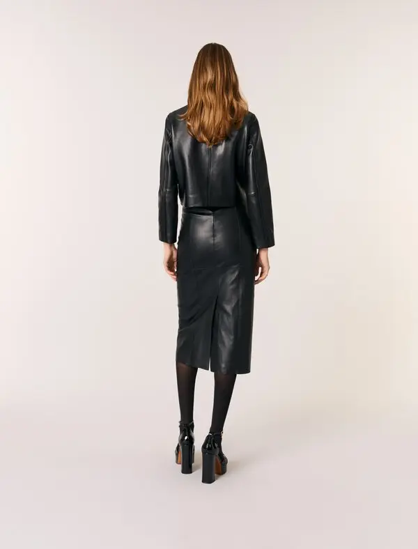 Maje Cropped Leather Jacket