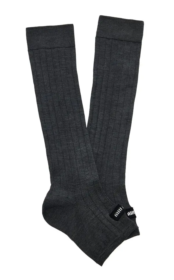 Miu Miu Silk-blend Calf-length Socks - Dark Grey