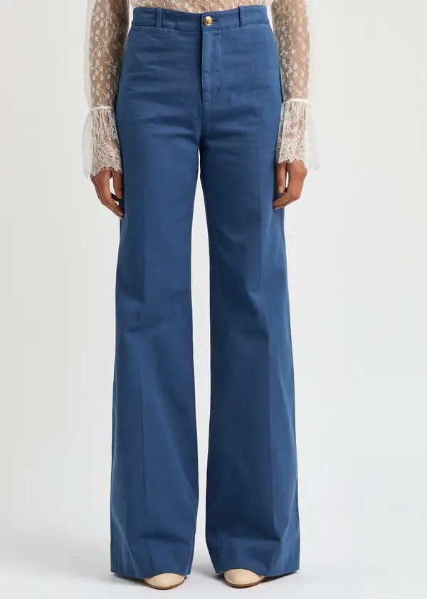 Chloé Flared Cotton-canvas Trousers