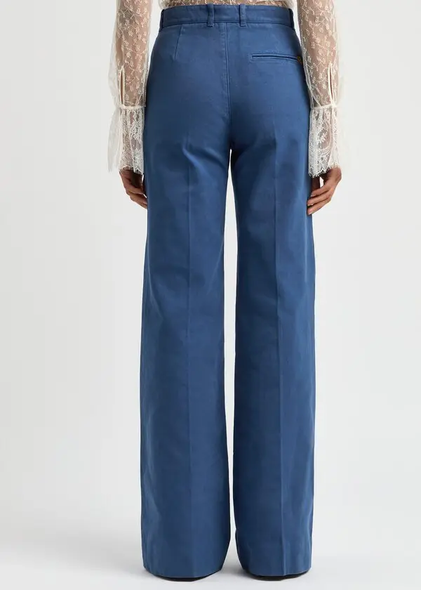 Chloé Flared Cotton-canvas Trousers