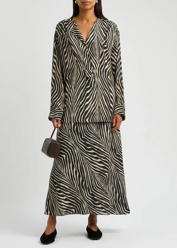 BY MALENE BIRGER Fayette Zebra-print Blouse - Black