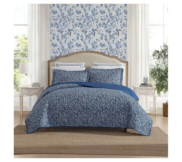 Laura Ashley Elaina Indigo Blue Full/queen Quil T Sham Set - One-color