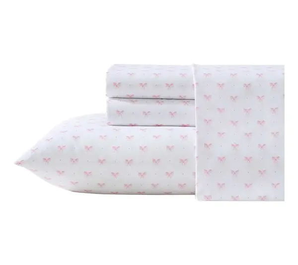 Laura Ashley Lovely Bows Pink Twin Sheet Set - One-color