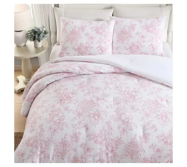 Laura Ashley Delphine Waffle King Comforter Sha M Set