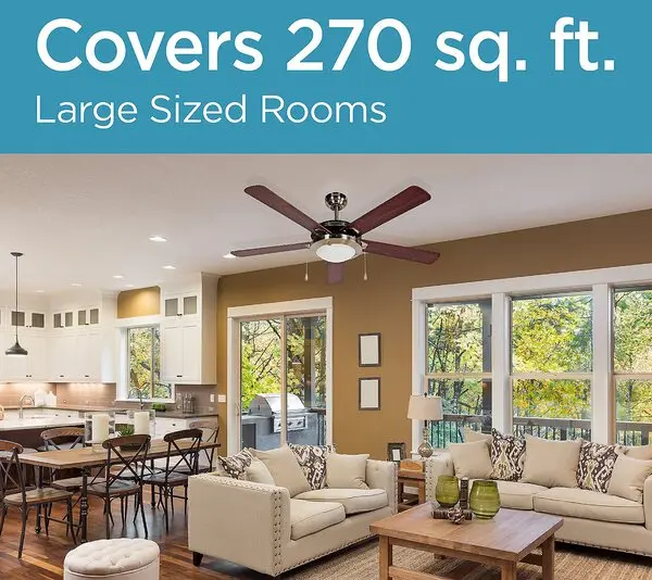 BLACK + DECKER Black+decker 52 In. Ceiling Fan With Pull Chain Brown