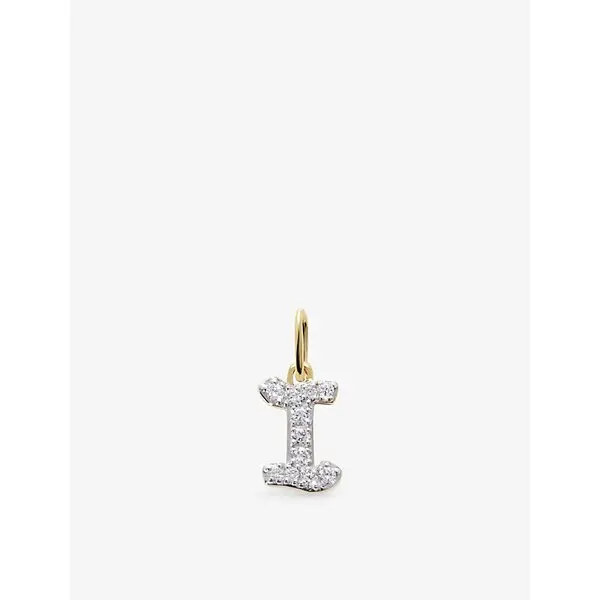 Monica Vinader I Letter Diamond Charm - Yellow Gold