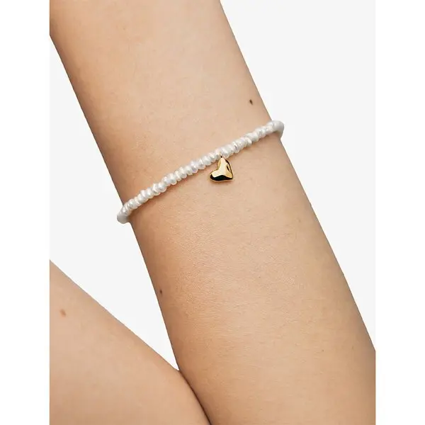 Monica Vinader Heart Mini Pearl Bracelet - Gold