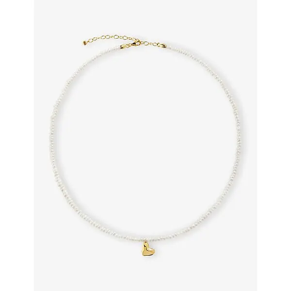 Monica Vinader Heart Mini Pearl Necklace - Gold