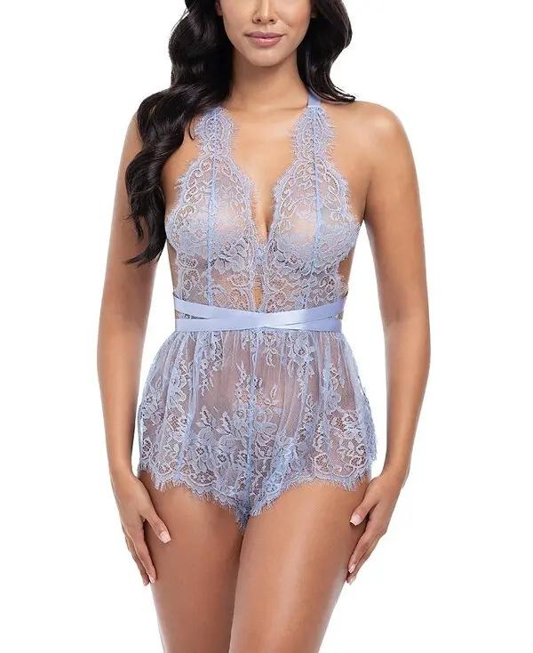 OH LA LA CHERI Brea Eyelash Lace Romper - Brunnera Blue