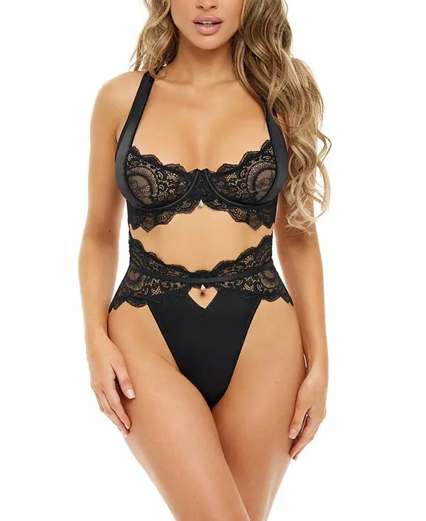 OH LA LA CHERI Sadie Lace Bra Set - Black