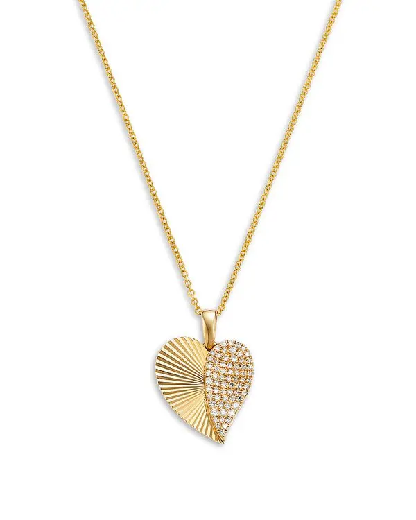 Bloomingdale'S Diamond Pave Sunray Heart Pendant Necklace - Gold