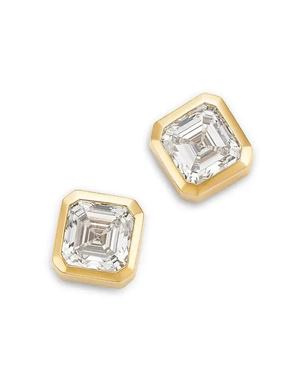 Bloomingdale'S Certified Lab Grown Diamond Ascher Cut Stud Earrings - Gold