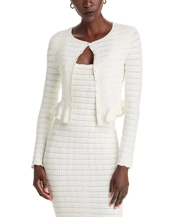 LoveShackFancy Rogan Crewneck Cardigan Sweater - Ivory