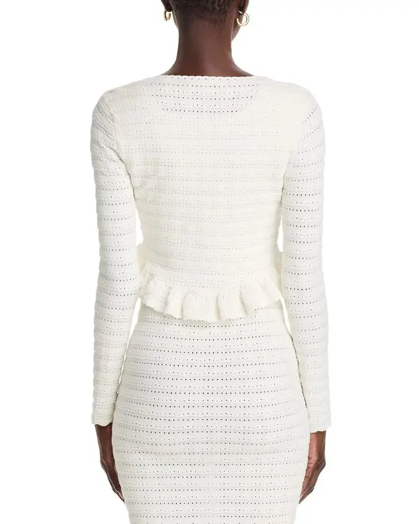 LoveShackFancy Rogan Crewneck Cardigan Sweater - Ivory