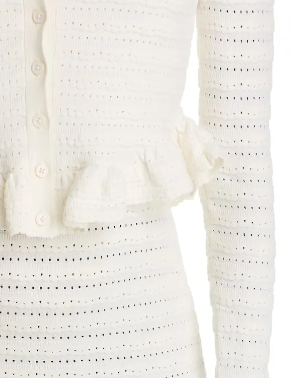 LoveShackFancy Rogan Crewneck Cardigan Sweater - Ivory