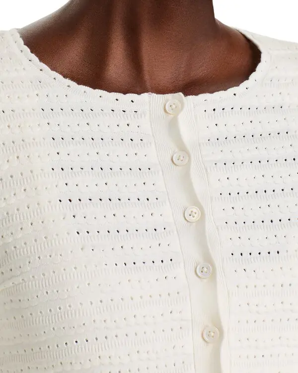 LoveShackFancy Rogan Crewneck Cardigan Sweater - Ivory