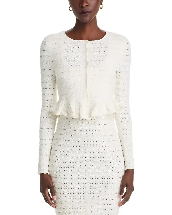 LoveShackFancy Rogan Crewneck Cardigan Sweater - Ivory
