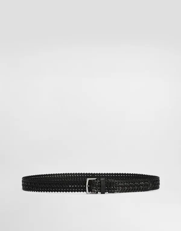 Dolce & Gabbana Woven Leather Belt - Black