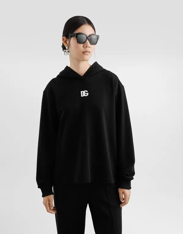 Dolce & Gabbana Jersey Hoodie With Dg Embroidery