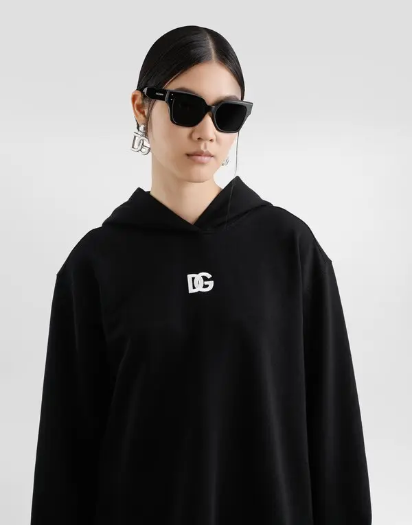 Dolce & Gabbana Jersey Hoodie With Dg Embroidery