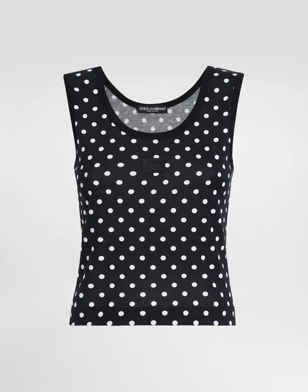 Dolce & Gabbana Cropped Polka-dot Tank Top