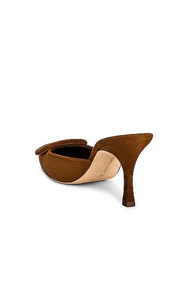 Manolo Blahnik Suede Maysale 70 Mule - Medium Brown