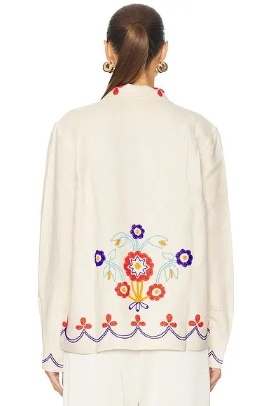 BODE Embroidered Linen Shirt