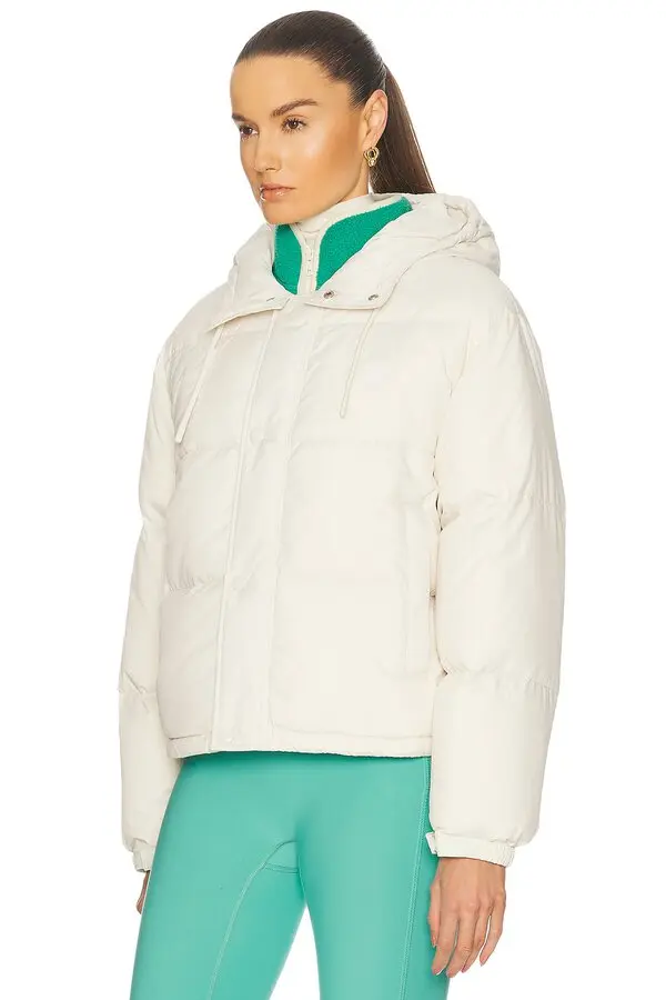 SPORTY & RICH Running Hooded Down Jacket - Cream
