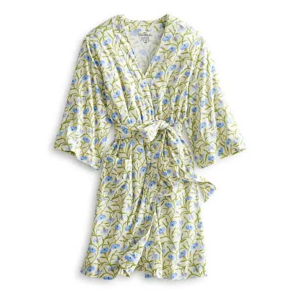 VERA BRADLEY Knit Robe In Bachelor Buttons White - White/blue