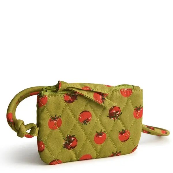 VERA BRADLEY Zip Card Pouch Lanyard In Tiny Tomatoes Palm - Yellow