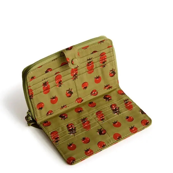 VERA BRADLEY Large Tab Wallet In Tiny Tomatoes Palm
