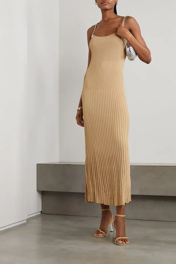 Christopher Esber Embellished Ribbed-knit Maxi Dress