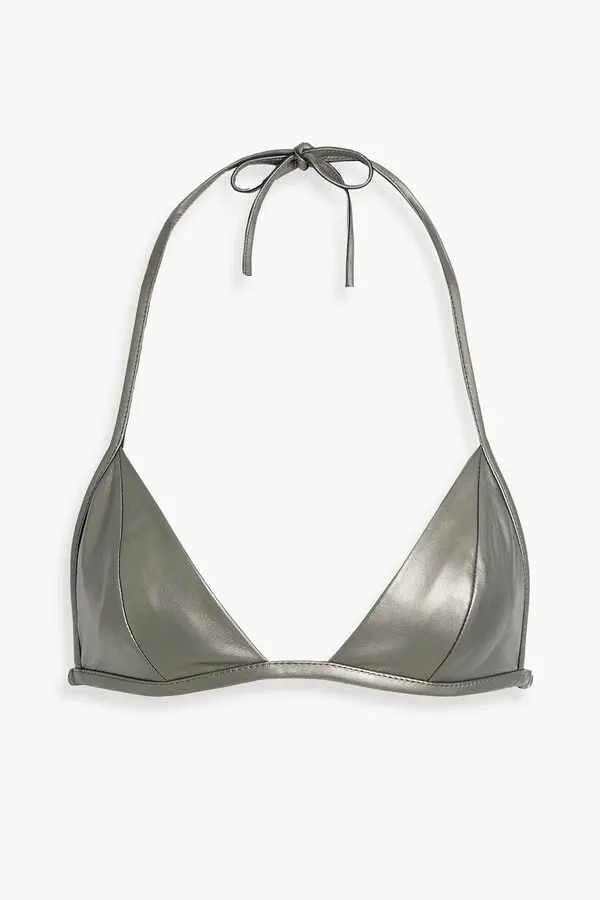 Rick Owens Leather Halterneck Bra Top - Gunmetal
