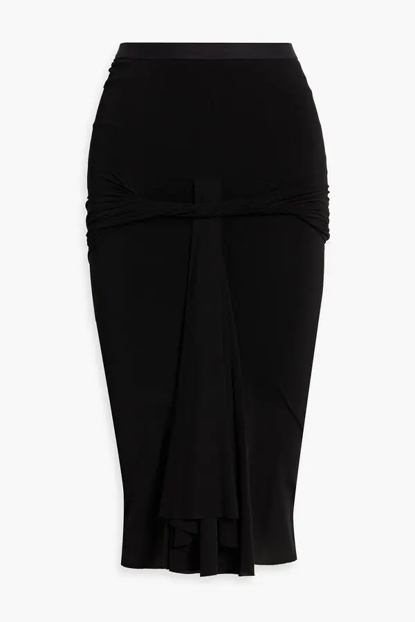 Rick Owens Twisted Cupro-blend Jersey Skirt - Black