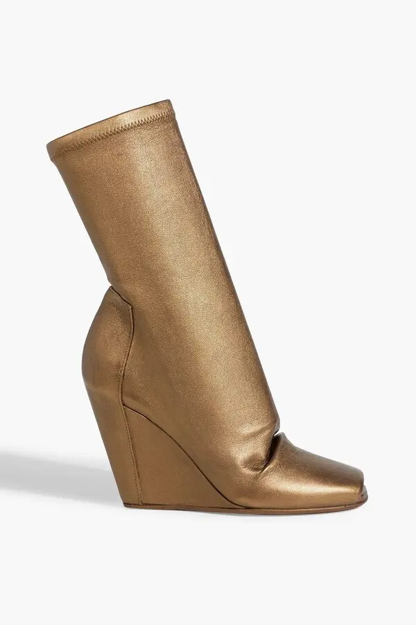 Rick Owens Metallic Leather-blend Wedge Ankle Boots