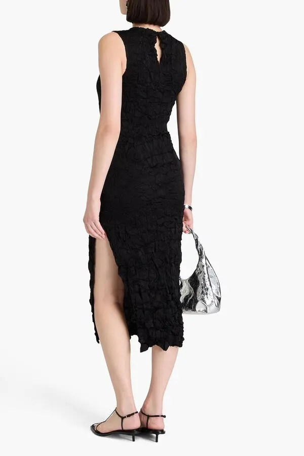 JW Anderson Embellished Crinkled Satin Midi Dress